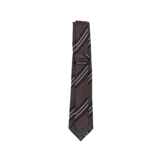 Tagliatore Silk Waffle Knit Diagonal Stripe Necktie - Blue