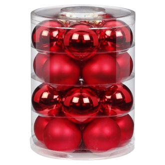 Inges Christmas Decor MAGIC Weihnachtskugeln Glas 6cm 20 STK. Christbaumkugeln Farbe: Rot Glanz/matt