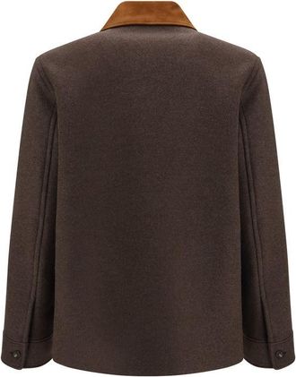 Valentino Garavani Suede Collar Wool Jacket - Brown