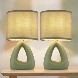 Globo Lighting Globo Lighting - Lampe de table Lampe de chevet c&eacute;ramique textile vert Lampe de lecture, 1x douille E14, LxlxH 17x10x30 cm, lot de 2