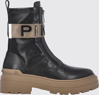 Pinko Bottines de motard Mia en cuir avec logo et semelle crant&eacute;e