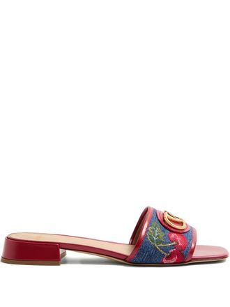 Valentino Garavani sandales &agrave; broderies - Bleu