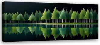 Feeby Wandbilder - Bilder Schlafzimmer - Grüne Waldsee Natur - 150x50 1tlg - Wohnzimmer Bild Groß - Wohnungs - Foto Geschenk - Leinwand Wall Art - Wand Deko