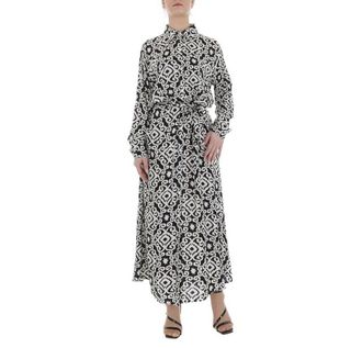 Ital-Design Maxikleid Damen Freizeit (85885216) Ornamente Blusenkleid in Schwarz