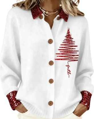 Generic Cardigan boutonn&eacute; en coton d&eacute;contract&eacute; &agrave; imprim&eacute; &eacute;cossais pour femme, Styles 1, 3XL