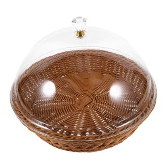 Holibanna Geflochtener Lebensmittelkorb Mit Transparentem Deckel Vielseitiger Tischkorb F&uuml;r Brot Obst Gem&uuml;se Stilvolles Serviertablett Und Buffet-organizer F&uuml;r 