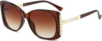 Generic Lunettes de soleil rétro pour femmes Rivets Nuances UV400 Mode Hommes Punk Gradient Lunettes de soleil brun, taille unique 2026