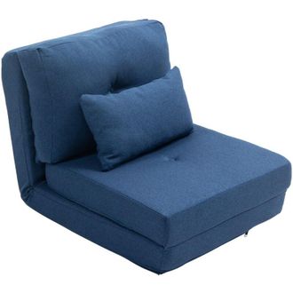 HOMCOM Fauteuil convertible chauffeuse inclinable - coussin inclus - tissu bleu