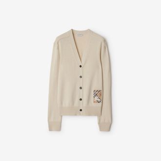 Burberry Cardigan en laine avec &eacute;tiquette Check, Size: XS