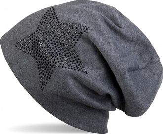 styleBREAKER M&uuml;tze Warme Beanie M&uuml;tze mit Strass Stern