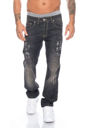 Rock Creek Designer Herren Jeans Hose Straight-Cut Gerades Bein Clubwear [LL-301 - Grau - W42 L38]
