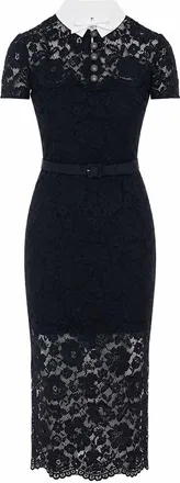 Self Portrait Knielanges Kleid - Schwarz