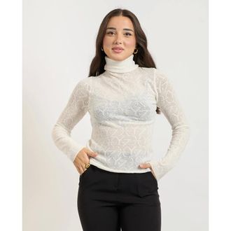 Yes-Zee YES Zee, Femme, Pulls, Blanc, Taille: 38 FR Pull &agrave; Col Roul&eacute; avec Torsades Int&eacute;grales