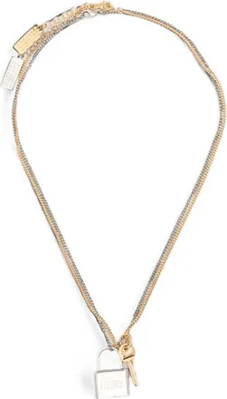 Maison Margiela Layered Lock And Key Pendant Necklace