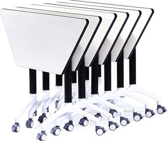 Generic Klappbarer Konferenztisch, Modernes Trapezf&ouml;rmiges Konferenztisch-Set (4 St&uuml;ck), 120 X 60 X 75 cm, mit Feststellbaren Rollen, Ideal f&uuml;r B&uuml;rokonferenzr