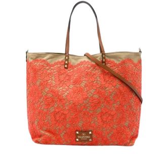 Valentino Pre-owned Spitze-verzierter Canvas-Tasche - - Pre-owned - Damen - Orange - ONE SIZE