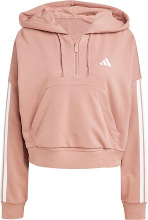 adidas Womens Essentials 3-Streifen French Terry Quarter-Zip Hoodie Warm Clay/White XS