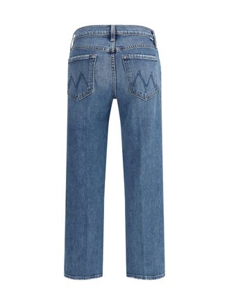 Mother Womens Mid Rise Rambler Zip Ankle Fray Jeans Tambourine Man Cotton; Polyester; Elastane