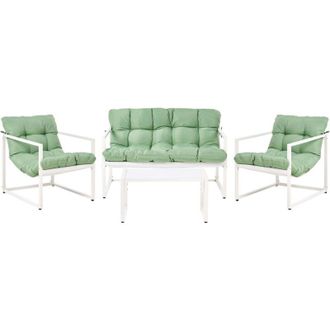 Beliani Lounge Set mit Tisch 4-Sitzer GARDA Metall Gr&uuml;n