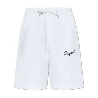 Dsquared2 Baumwollshorts mit gesticktem Logo - - Shorts - Herren - Wei&szlig; - M