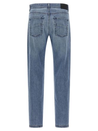 Fendi Mens Blue Cotton Straight-Leg Jeans Clothing