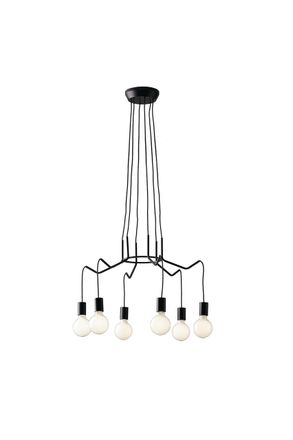 Luce-Ambiente-Design Habitat Suspension with Adjustable Black Cables Six Light Points