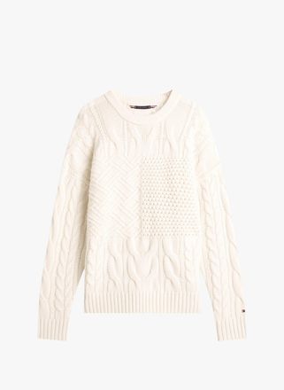Tommy Hilfiger Pull motifs tricot&eacute;s en laine m&eacute;lang&eacute;e