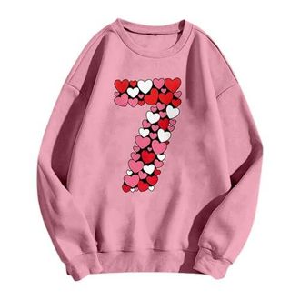 Generic Pull Femme Col Rond Sweatshirt Manches Longues Pull Sans Capuche Haut Saint-Valentin Pull Saint-Valentin Sweatshirt pour Femmes Hommes Dr&ocirc;le Amour Imp