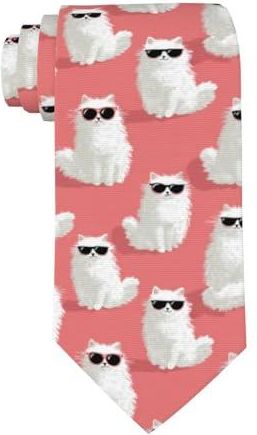 Generic Chats Blancs Joyeux Cravate Décontractée Cravates Hommes Doux Cravatte Pour Événements Fêtes Formelle