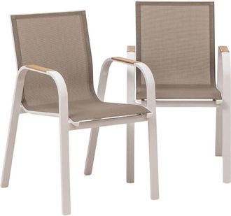 Made In Meubles Made In Meubles - Chaise de jardin taupe en aluminium Ayden (lot de 2)