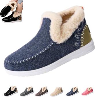 Generic Bottes orthop&eacute;diques confortables en polaire &agrave; enfiler, chaussures plates antid&eacute;rapantes avec doublure en peluche chaude pour femme, bottines dhiver c