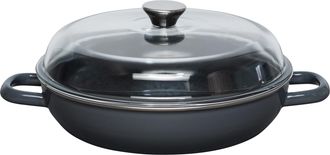 Riess 0058-003, Schmorpfanne mit Glasdeckel, 28cm, DARK GREY, LBH 37.7x29.2x14.1cm, Gewicht 3.049kg