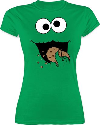 Shirtracer Shirt Damen - Karneval & Fasching - Keks Monster I Kr&uuml;melmonster I Cookie Monster - M - Gr&uuml;n - Partner t-Shirts f&uuml;r sie und ihn Faschings Tshirt Karne