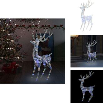 vidaXL LED-Rentier XXL Acryl Weihnachtsdeko 250 LED 180 cm Mehrfarbig - LED-Dekoration - Weihnachtsdeko - Rentierfigur - Outdoor-Beleuchtung
