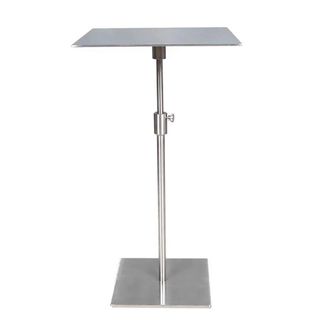 Generic H&ouml;henverstellbarer Stehtisch, runder Bistrotisch mit verbreiterter Basis, Edelstahlm&ouml;bel in Silber, f&uuml;r Wohnzimmer, Terrasse, Bistro oder Caf&eacute;