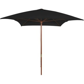 vidaXL Parasol dext&eacute;rieur avec m&acirc;t en bois Noir 200x300 cm