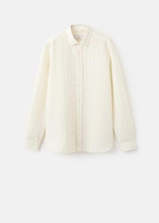 Mango Chemise &agrave; rayures en m&eacute;lange de lin et coton &eacute;cru - Homme - XXL - MANGO MAN