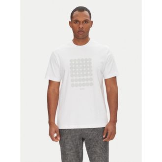 HUGO BOSS T-Shirt Tee Print Striped C 50537845 Wei&szlig; Relaxed Fit