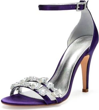 Generic Chaussures De Mariage Femmes Mariée Sexy Open Toe High Heels Bureau Travail Soir Hauts Sandale 10.5Cm,Dark Purple,38 EU