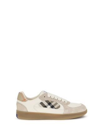 Burberry Mens Sneakers Terrace Leather Check Dvbeige-Grey-Sndipchk Trainers Dvbeige/grey/sndipchk