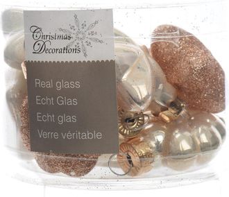 Kaemingk Weihnachtskugeln Christbaumschmuck perle mix Zapfen Sterne Bl&uuml;ten Herzen 12 St&uuml;ck