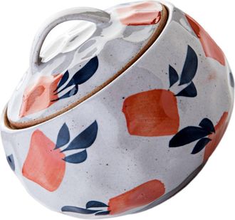 NUOBESTY Japanischer Keramik suppentopf mit Deckel Bunte Schüssel für Suppe Gedämpftes Ei und Vogelnest Hitzebeständig Vielseitig Einsetzbar Spülmaschinenfest 