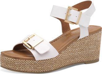 Marco Tozzi Damen Sandalen mit Keilabsatz Offene Zehenpartie Modern, Weiß (White), 37 EU