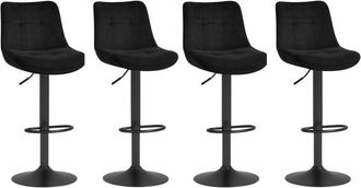 Vasagle Tabourets de Bar, Lot de 4, Chaises de Cuisine, en Velours, Si&egrave;ge Pivotant &agrave; Hauteur R&eacute;glable, avec Dossier et Repose-Pieds, Salle &agrave; Manger