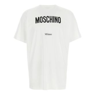 Moschino Homme, Tops, Blanc, Taille: 2XL Logo T-Shirt