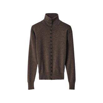 Christophe Lemaire Buttoned Top in Fine Wool - - Knitwear - Damen - Braun - XS