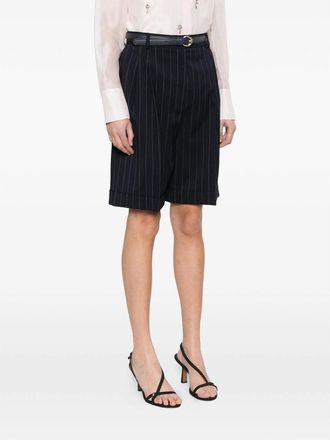 Max Mara Pinstriped Wool Shorts - Navy