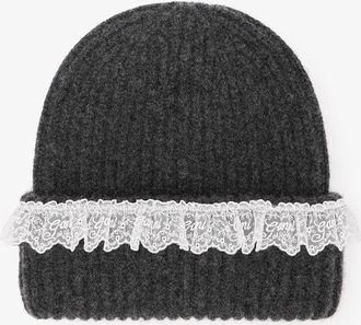 Ganni Beanie aus Spitzenwolle gemischt