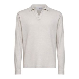 D4.0 Lang&auml;rmliges V-Ausschnitt-Poloshirt - - Tops - Herren - Beige - M