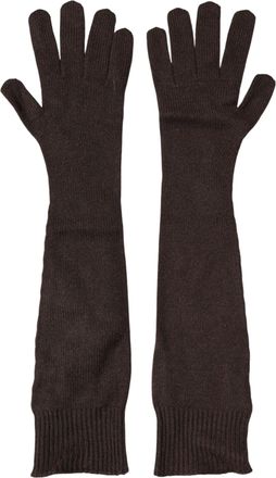 Dolce & Gabbana Womens Brown Cashmere Knitted Elbow Length Mitten Gloves